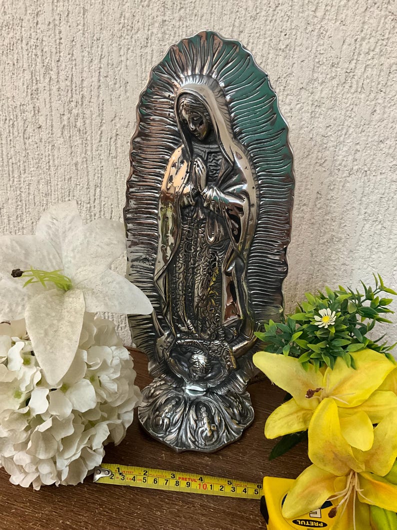 Virgen De Guadalupe Pewter Figurine, Mexican Religious Statue, Catholic ...