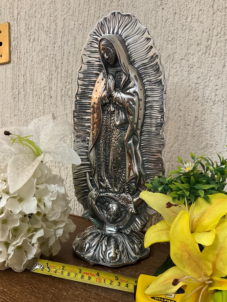 Virgen De Guadalupe Pewter Figurine, Mexican Religious Statue, Catholic ...
