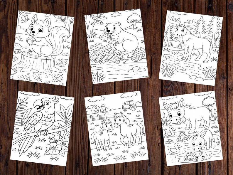 50 Adorable & Amazing Animals Coloring Book for Kids | Printable ...