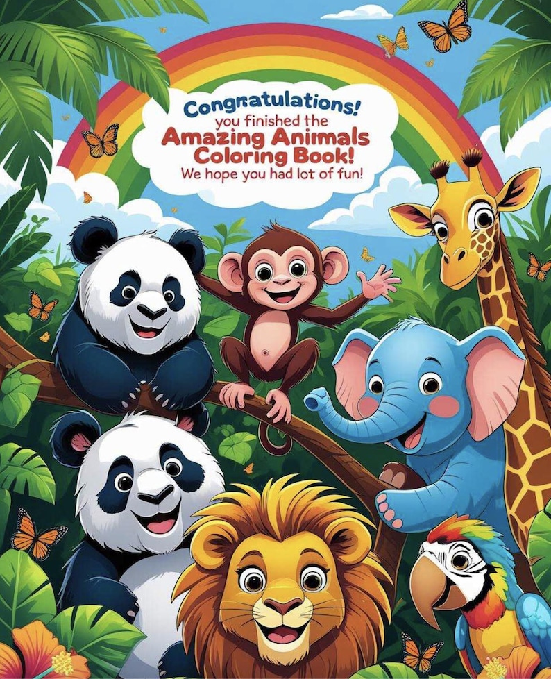 50 Adorable & Amazing Animals Coloring Book for Kids | Printable ...