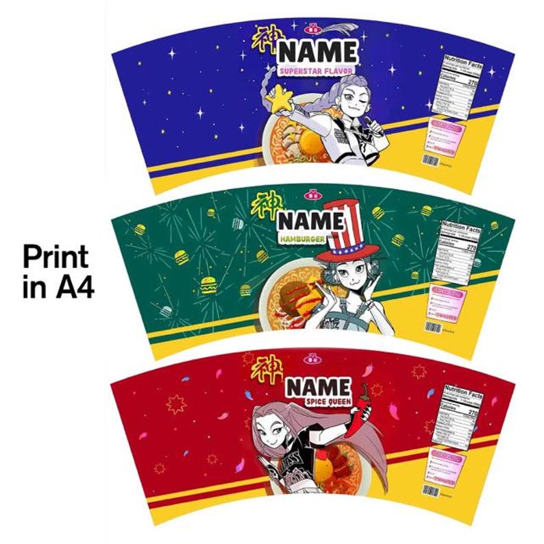 Kpop Demon Hunters, Cup Noodle Labels Ramyeon, Cosplay Party Huntrix ...