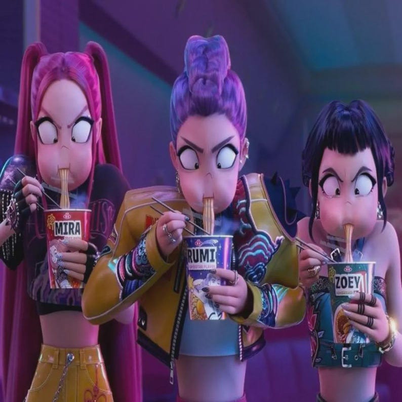 Kpop Demon Hunters, Cup Noodle Labels Ramyeon, Cosplay Party Huntrix ...