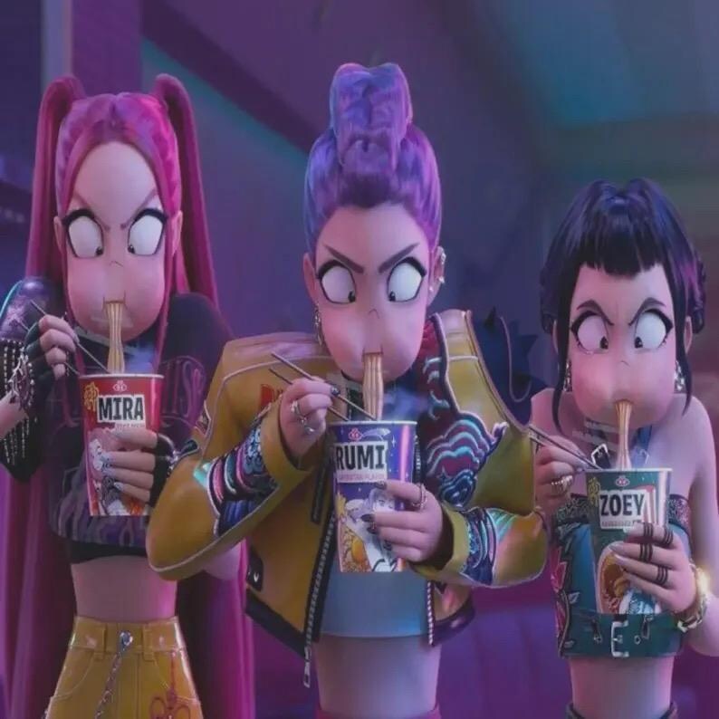 3 Kpop Demon Hunters Ramen Noodle Labels, Mira Rumi Zoey Cup Noodle ...