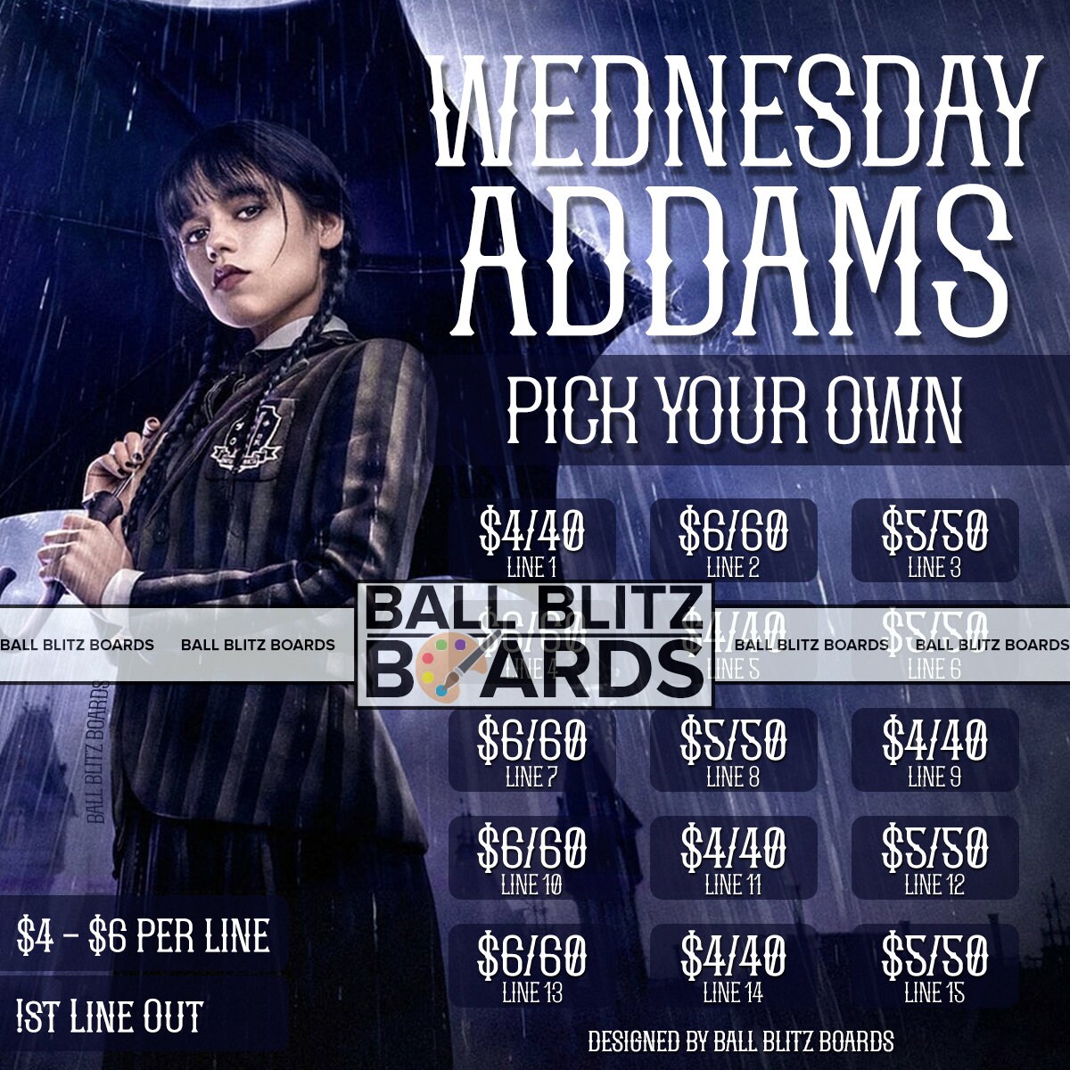 Wednesday Addams Bingo Board Game Pick Your Prize 4-6 - Etsy