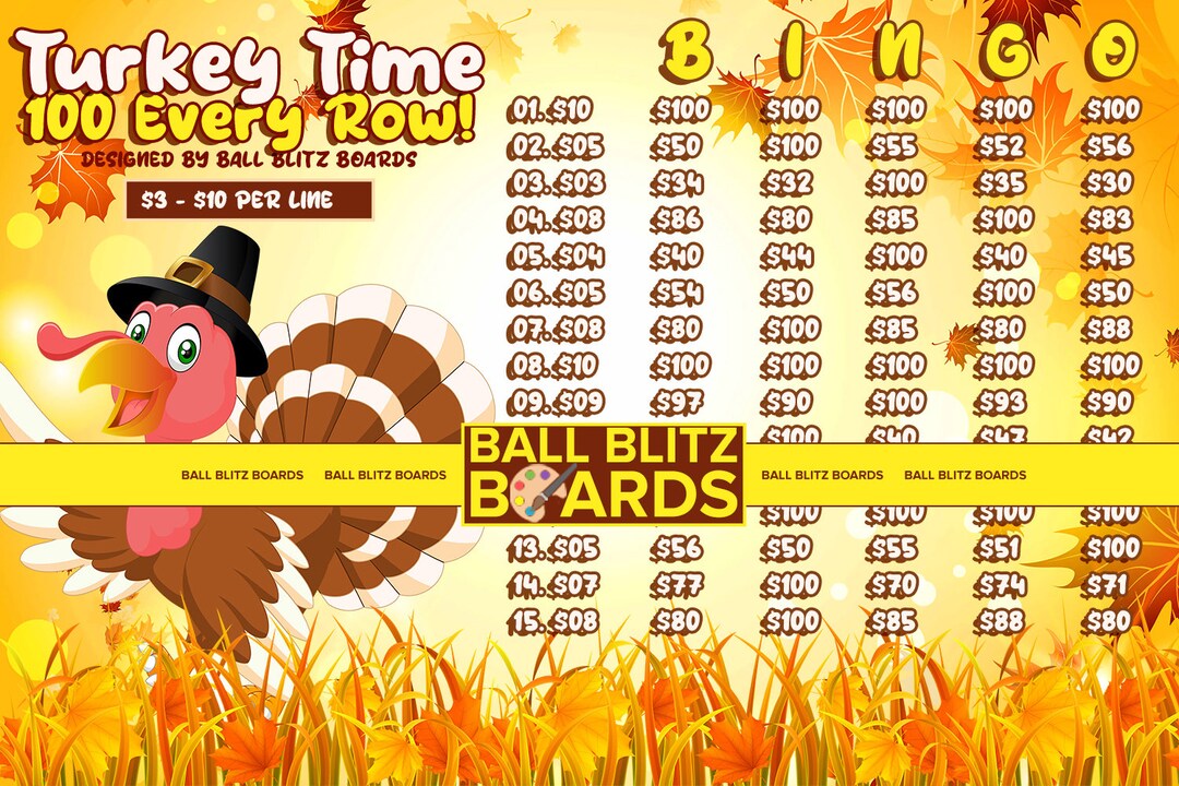Turkey Time - 100 Every Row | Bingo Board Game | Autumn - Thanksgiving ...