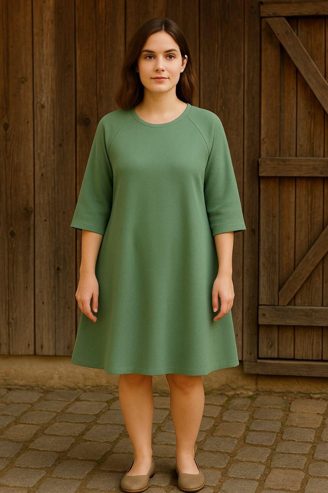 Raglan Sleeve A-line Dress PDF Sewing Pattern | Loose Fit Shift Dress ...