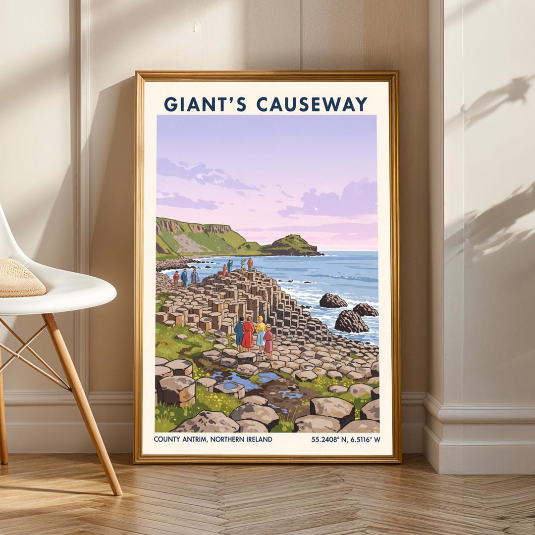 Giants Causeway Travel Print Wall Art Ireland Wall Hanging Home Décor ...