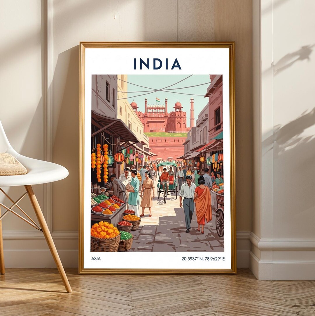 Indian Market Scene Poster - Asia Poster - India Poster - India Wall ...