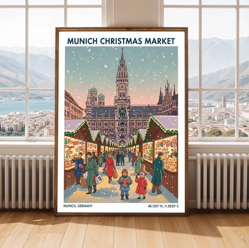 Munich Christmas Market Poster - Christmas Poster - Winter Wall Art ...