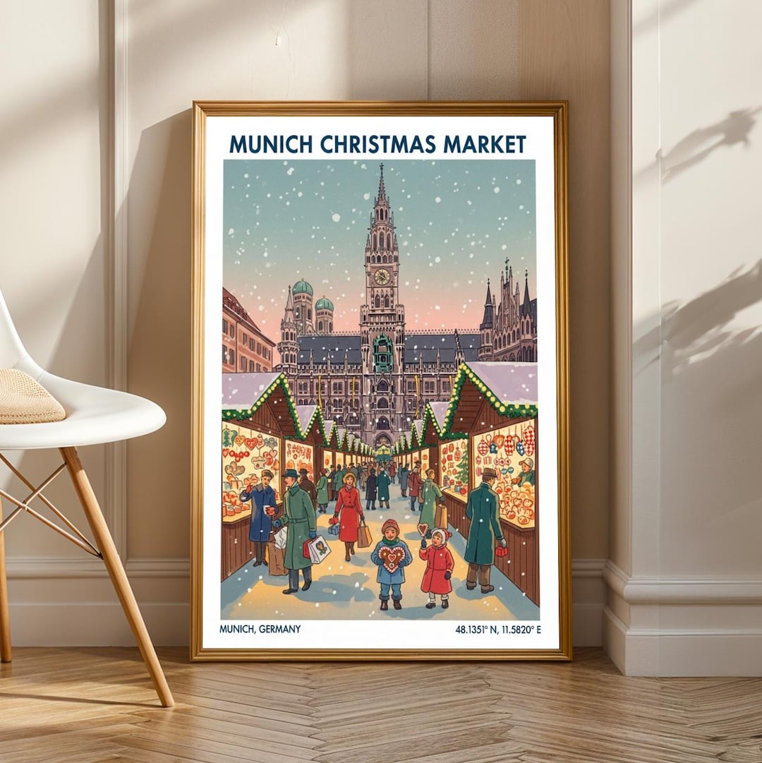 Munich Christmas Market Poster - Christmas Poster - Winter Wall Art ...