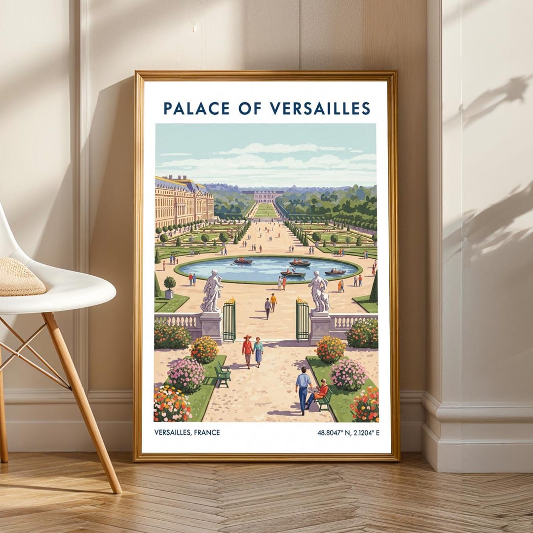 Vintage Palace of Versailles Poster: French Garden Travel Art - Etsy