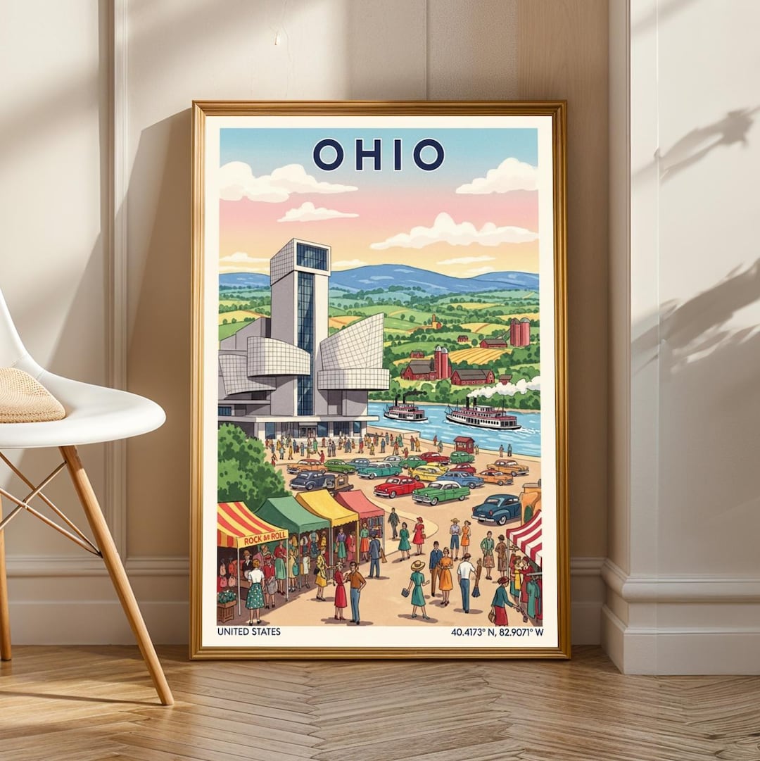 Ohio Riverside Scene Poster - Ohio Wall Art - US State Poster - US Wall ...
