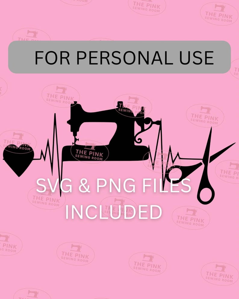 Heartbeat Sewing Machine SVG PNG for Cricut, Sillouette, Etc. Cutting ...