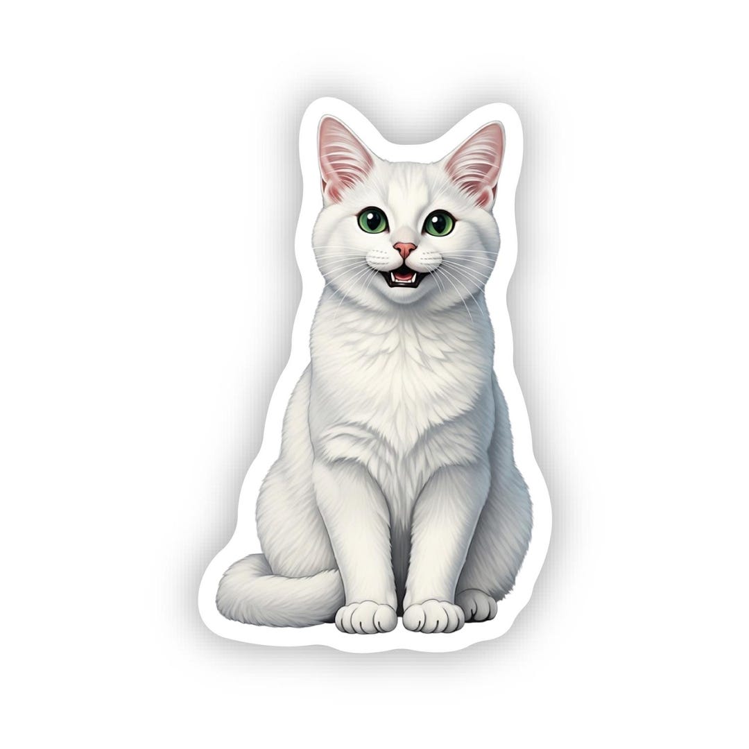 Napoleon White Cat Vinyl Sticker for Water Bottle, Laptop, Phone Case ...