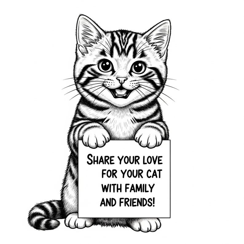 Birthday Cowgirl Calico Cat Blank Greeting Card, Note or Gift Card, Kitten Kitty, Holding the ...