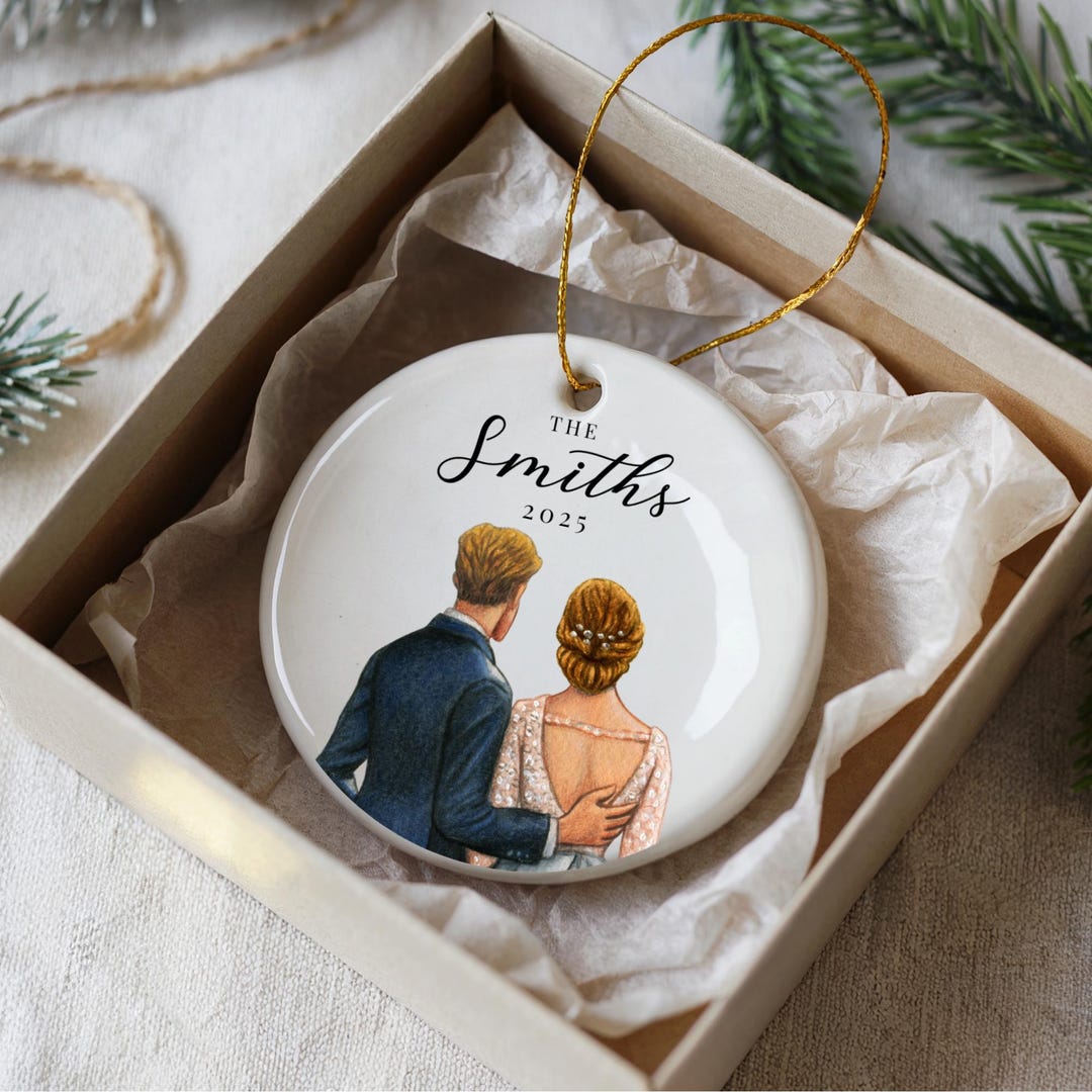 Christmas Newlywed Ornament Custom Bride Groom Ceramic Wedding Gift for ...