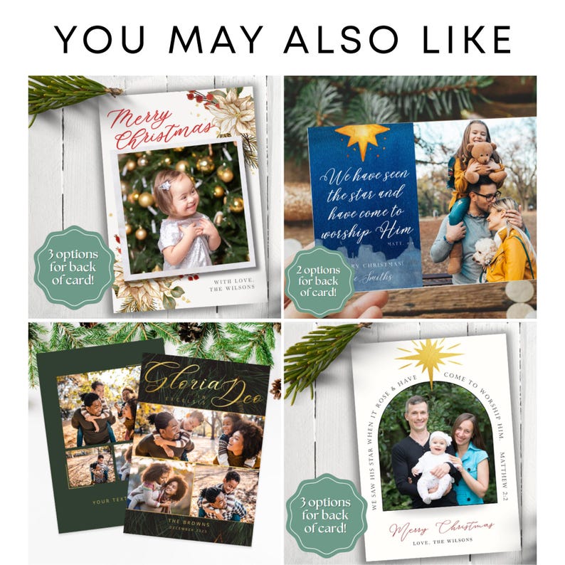 Editable Christmas Photo Card Template Holy Night Thrill of Hope Holiday Card Religious ...