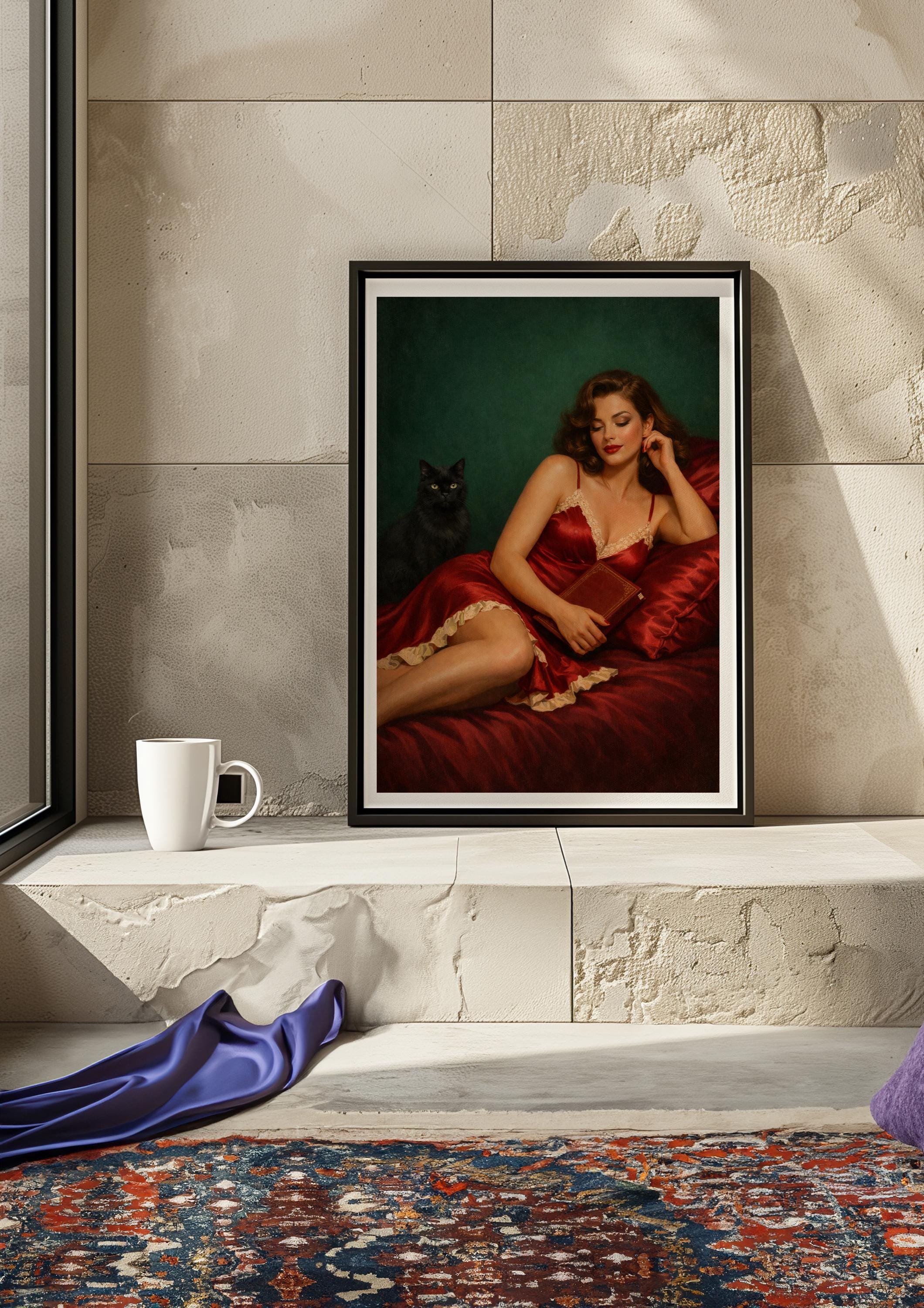 Vintage Sensual End Erotic Poster Black Cat Wall Art Empowering