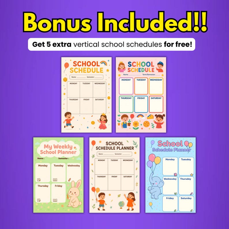 Weekly Schedule Printable | School Timetable Chart for Preschool ...