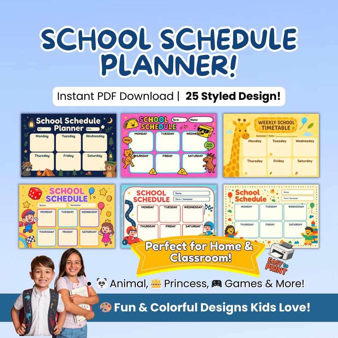 School Schedule Printable Timetable, Homeschool Planner for Preschool ...
