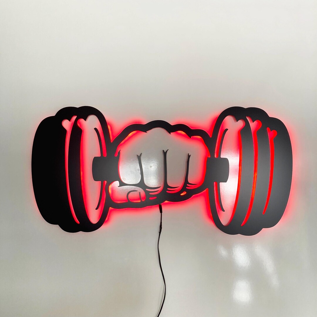 Dumbbell LED Sign, Gym Wall Art, Fitness Room Decor - Etsy