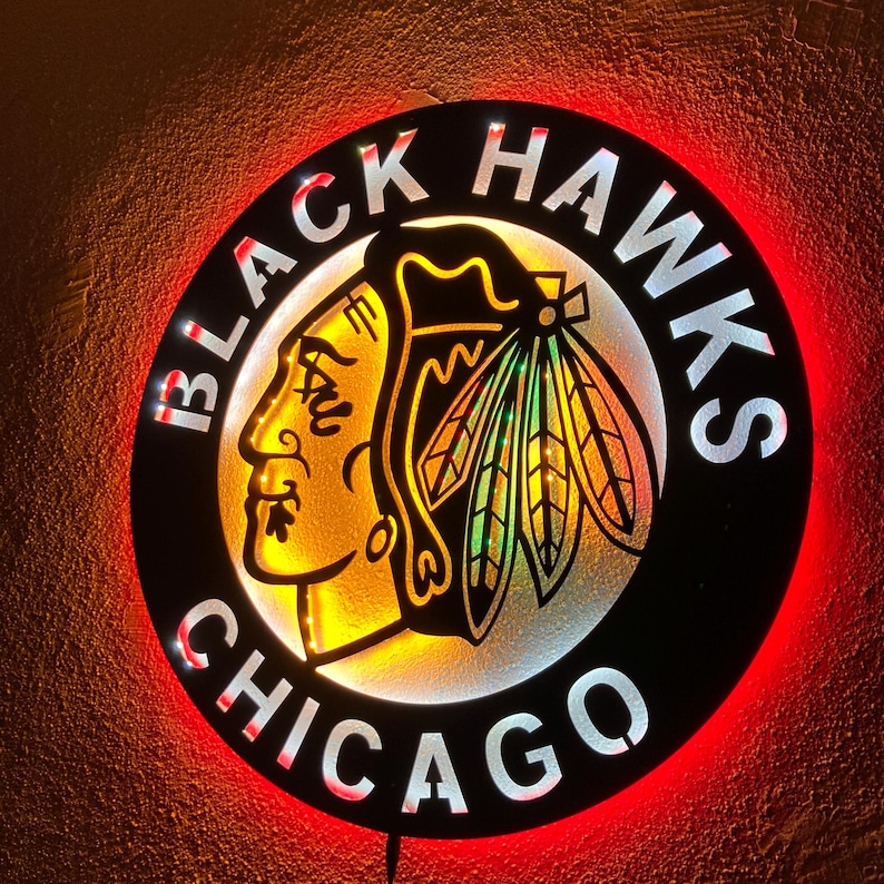 Chicago Blackhawks LED Sign, Lighted Wall Art, Man Cave Sports Gift - Etsy