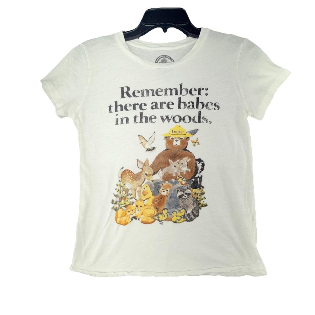 Lucky Brand Smokey the Bear Size XS Womens White Crop Tee - Etsy
