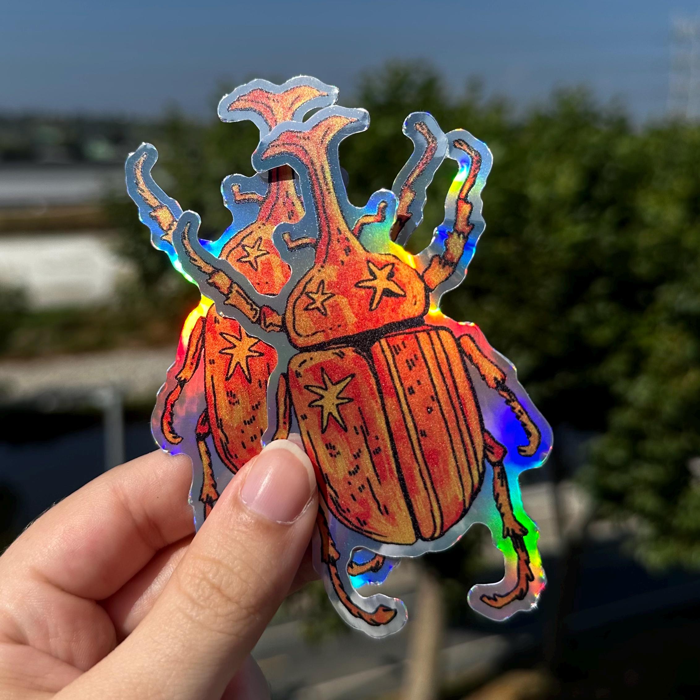 Holographic Beetle Sticker: Waterproof Vinyl Bug Decal - Etsy