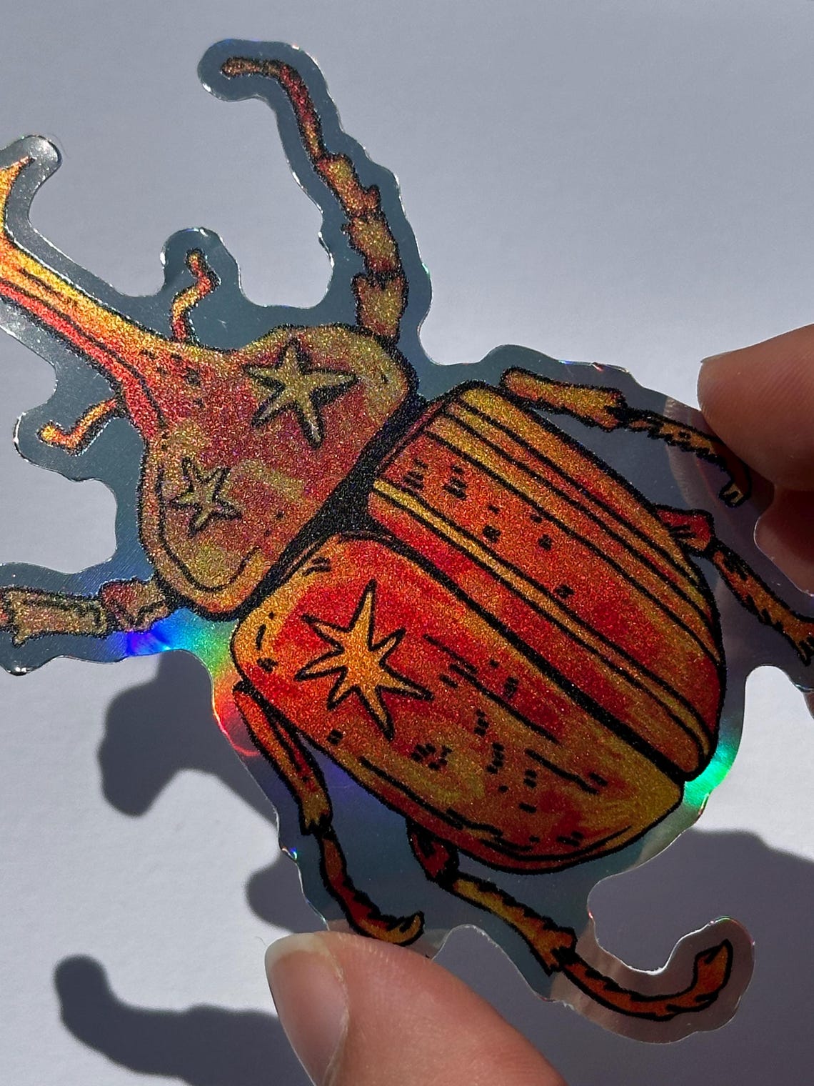 Holographic Beetle Sticker: Waterproof Vinyl Bug Decal - Etsy