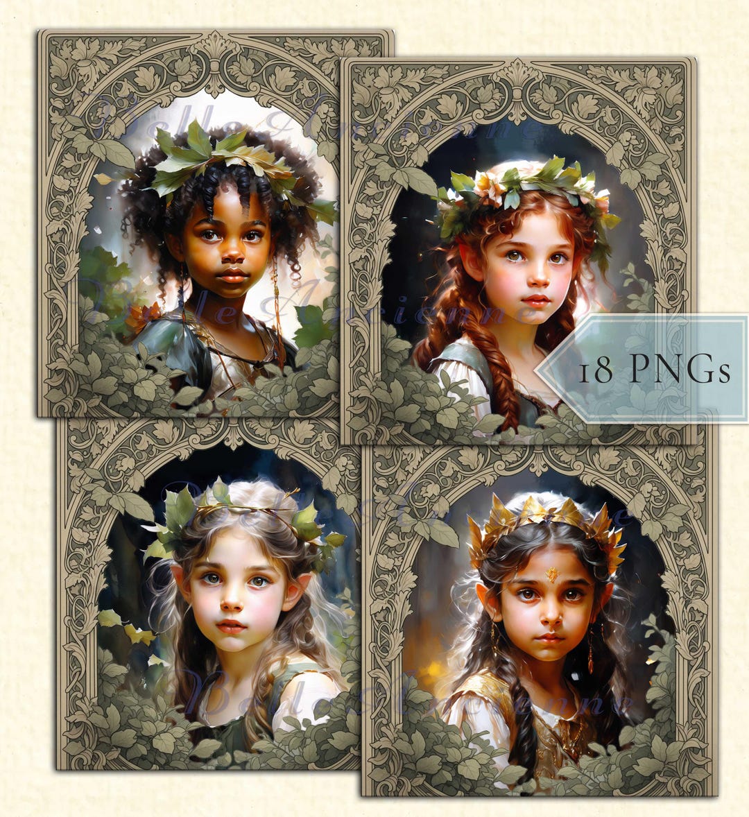 Art Nouveau Elven Child Clip Art: 18 Jpgs for Commercial Use - Etsy