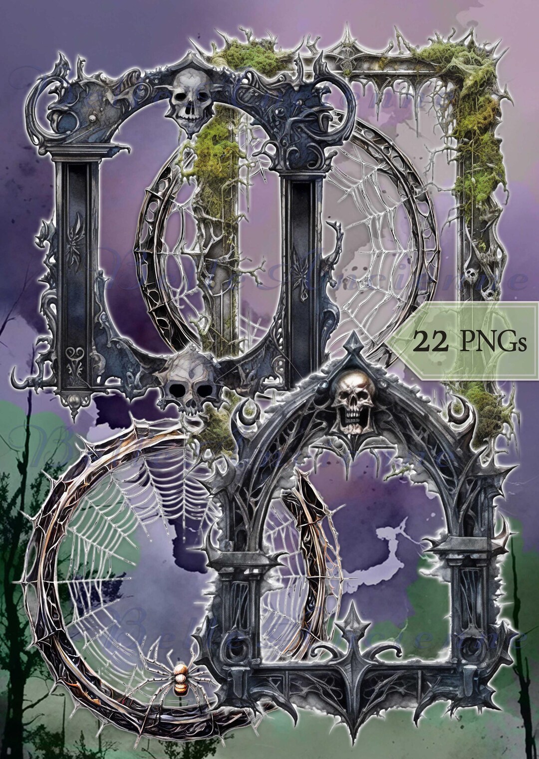 Spooky Halloween Frames: Transparent PNG Clip Art (digital Download ...