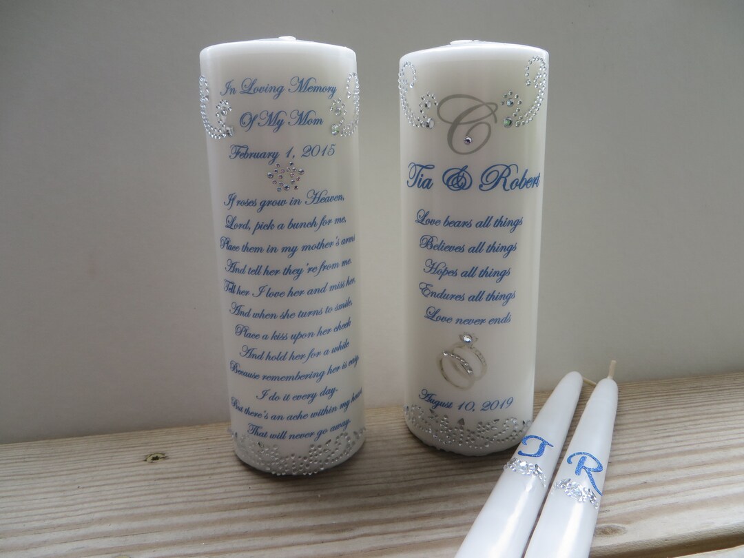 Personalized Wedding Unity Candle Set: Rhinestone Memorial Candles - Etsy