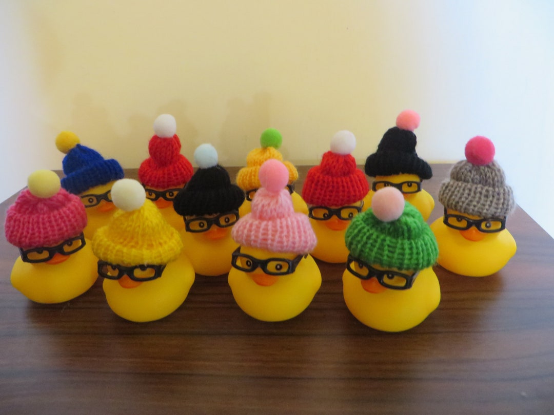 Nerd Rubber Ducky With Knitted Beanie and Eyeglasses - Etsy