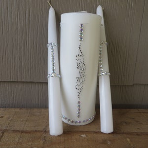 Three Piece Unity Candle Set With Wooden Cross and Couple's New Last ...