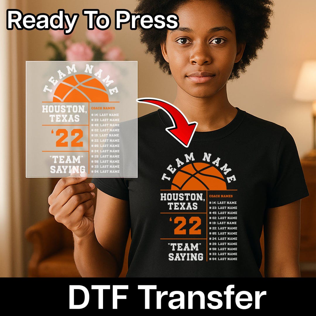 Custom Team Roster DTF Transfer, Personalized Basketball Shirt Print ...