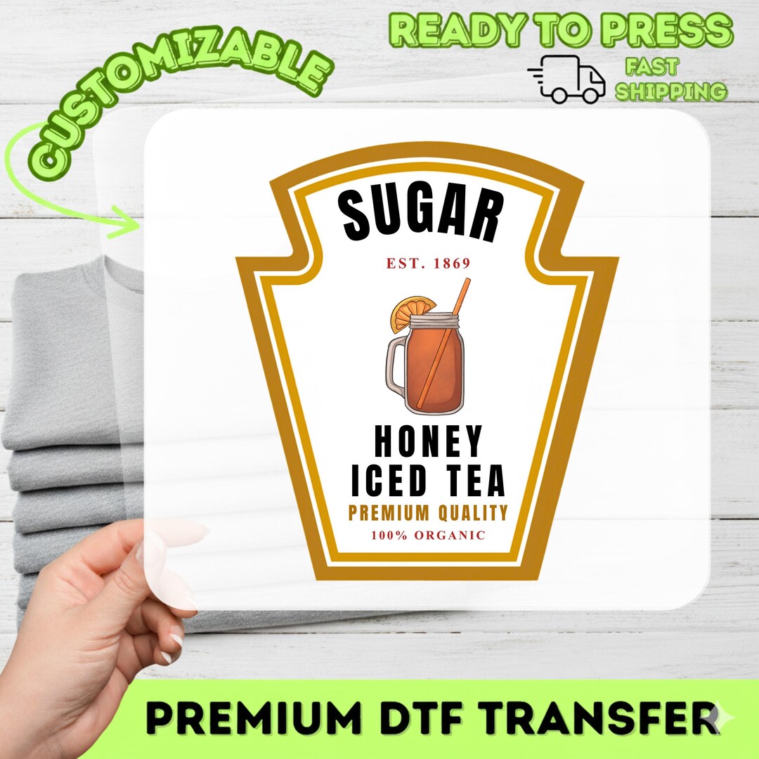 Vintage Honey Iced Tea Classic Label DTF Transfer Ready to Press Retro ...