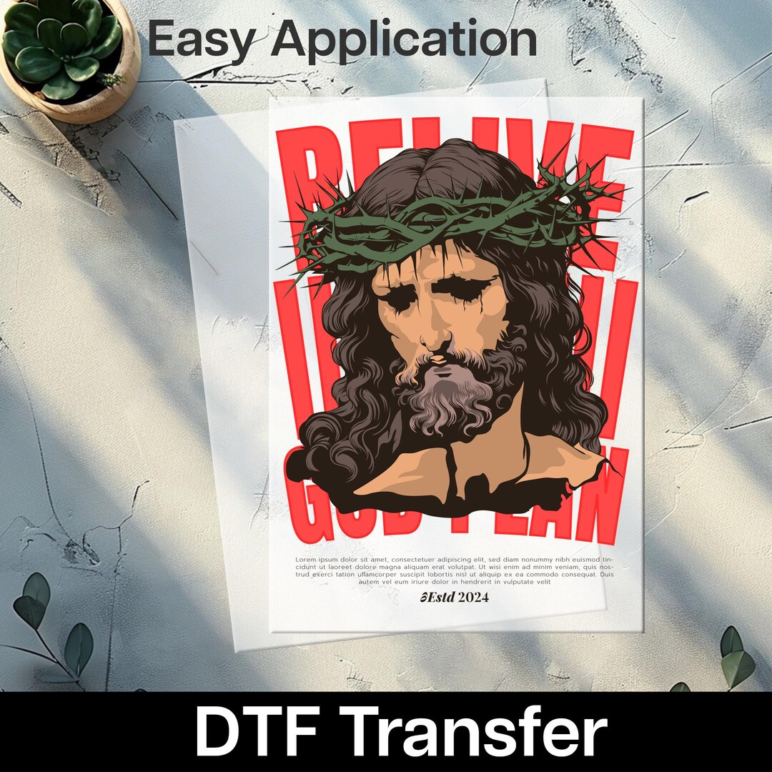 Inspirational Jesus DTF Transfer Religious Iron-on Christian Faith T ...