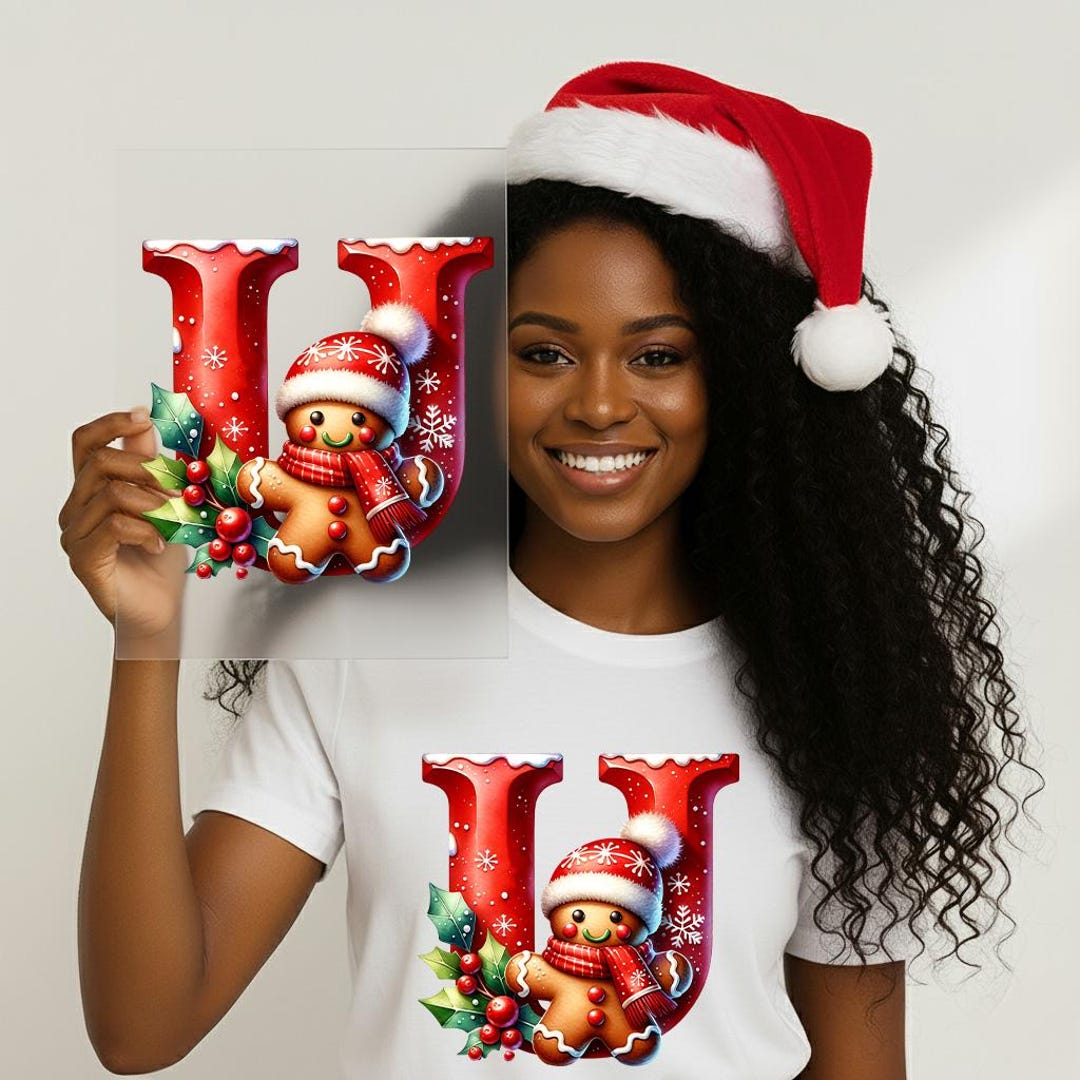 Gingerbread Alphabet DTF Transfer, Christmas Letter Print for Shirts ...