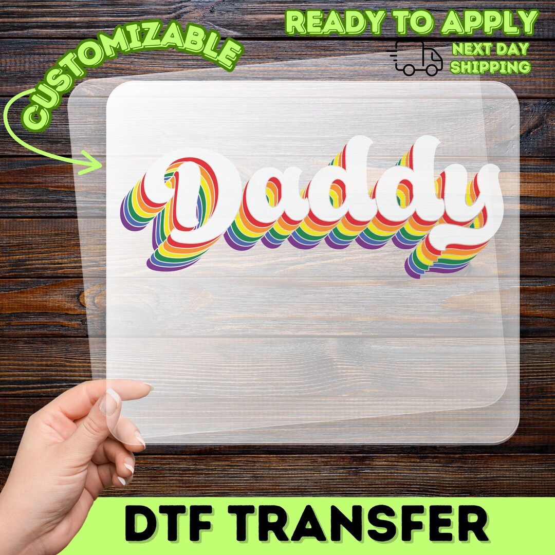 Father's Day Retro Rainbow Daddy DTF Transfer, LGBTQ Pride Heat Press ...