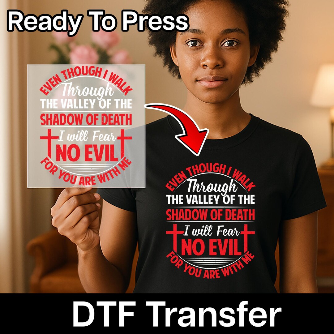 Inspirational Christian DTF Transfer for Church Apparel Faith Strength ...