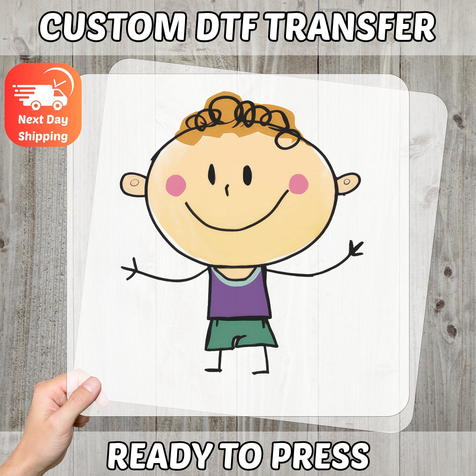 Playful Cartoon Child DTF Transfer, Cute Nostalgic Design Iron-on Decal ...