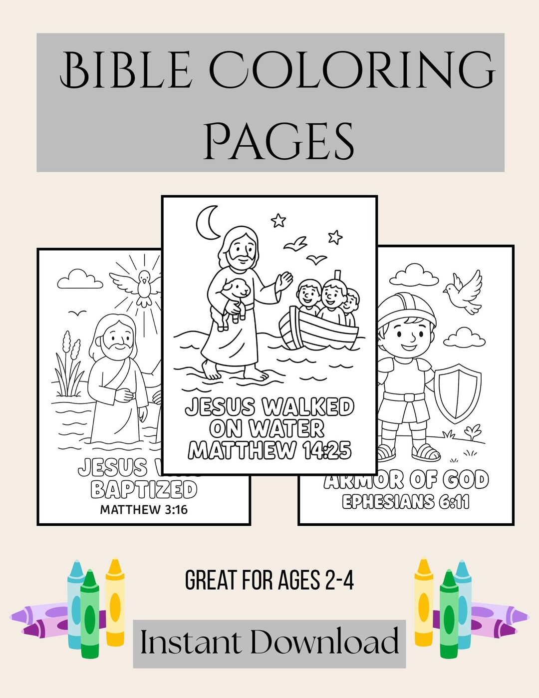 20 Easy Bible Coloring Pages for Toddlers, Printable PDF, Christian ...
