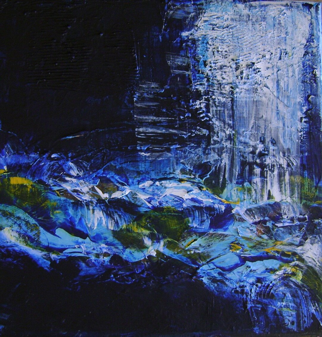 After Midnight 12"x12" Original Blue Acrylic Modern Textured Painting ...