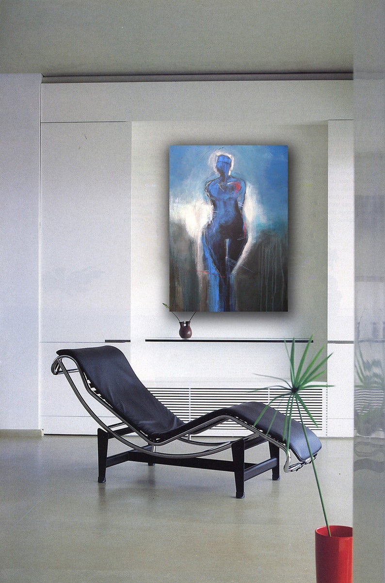 Not Determined-abstract Acrylic Figurative Blue Painting - Etsy