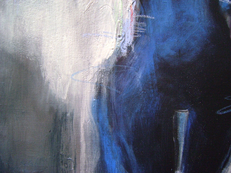 Not Determined-abstract Acrylic Figurative Blue Painting - Etsy