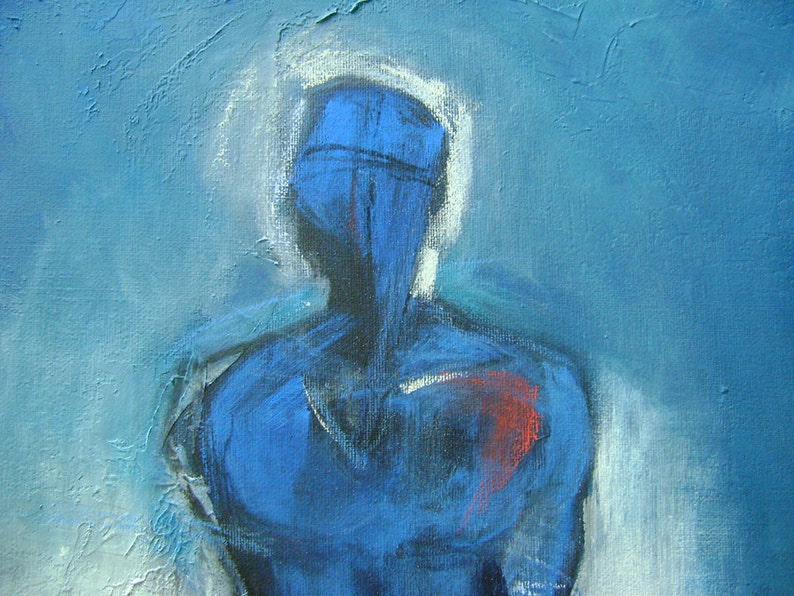 Not Determined-abstract Acrylic Figurative Blue Painting - Etsy