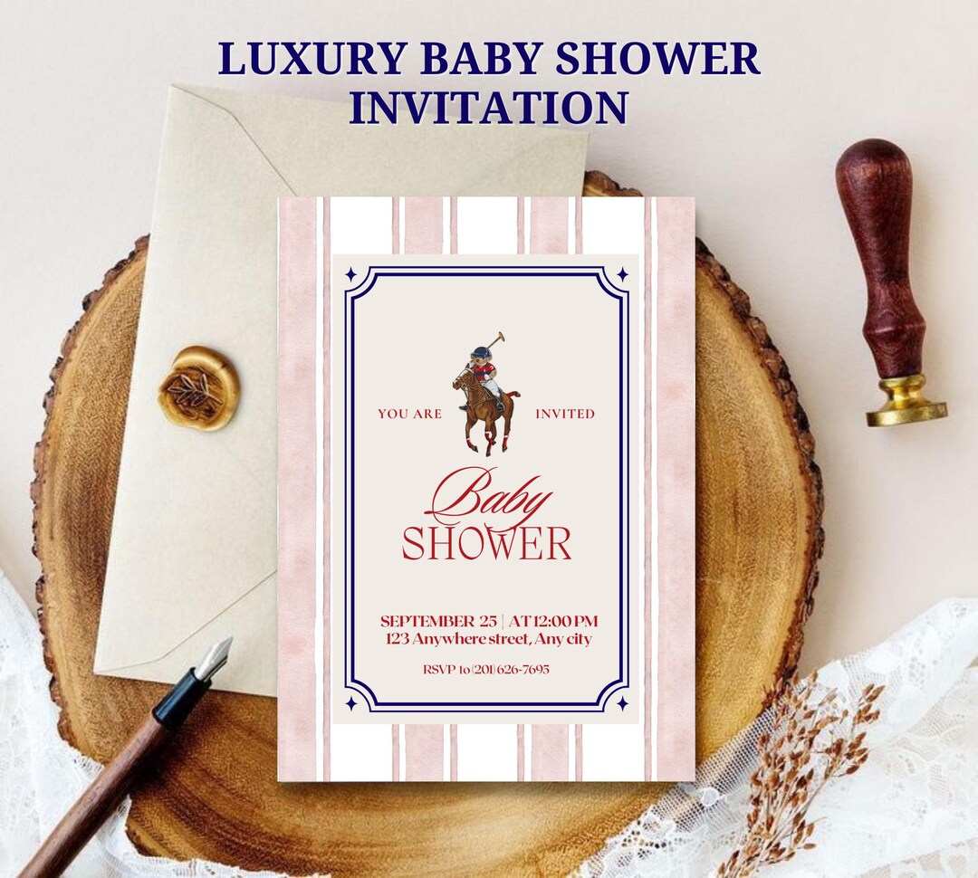 Polo Bear Baby Shower Invitation: Preppy Canva Template (printable 5x7 ...
