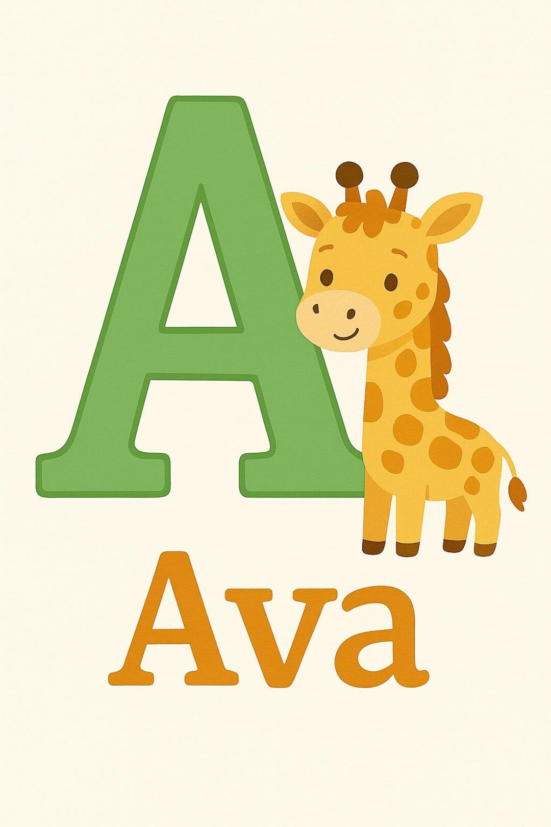 Personalized Alphabet Name Print Kids Nursery Wall Art Animal Initial ...