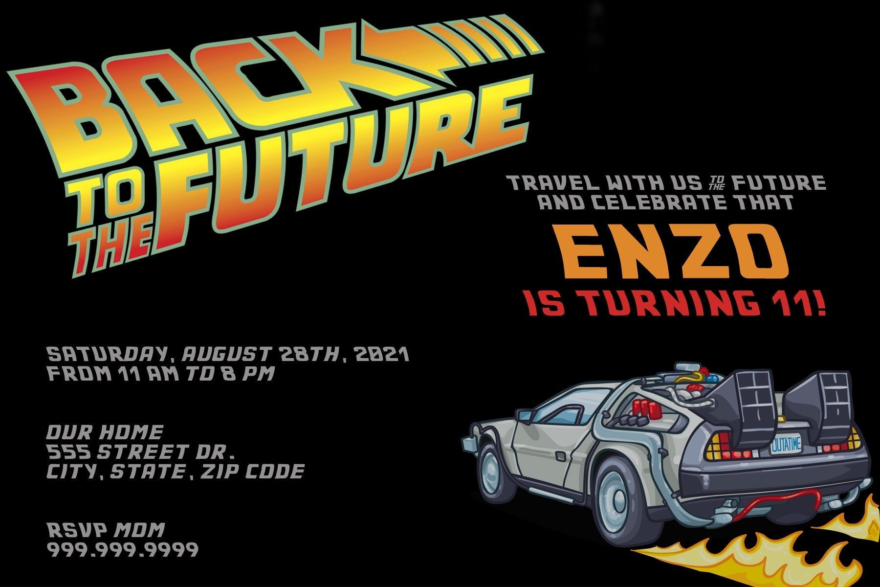 Back to the Future Invitation Birthday Party Invitation - Etsy