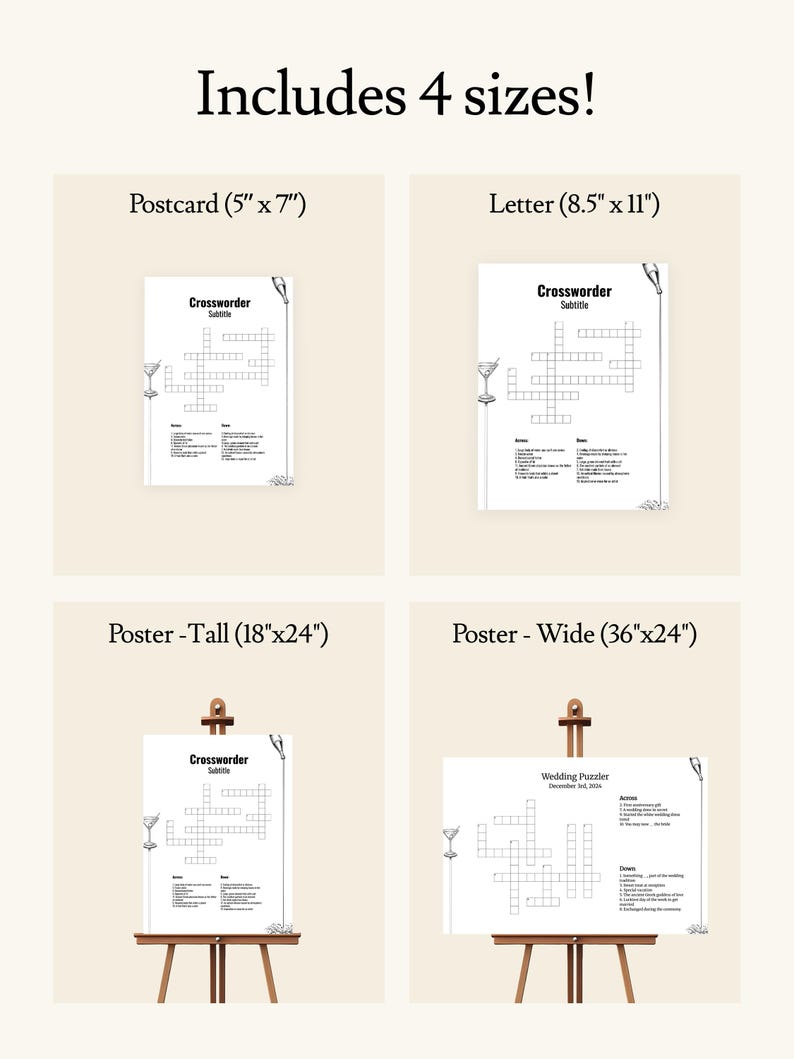 Custom Crossword Puzzle – 35+ Hand Drawn Templates | Wedding Games ...